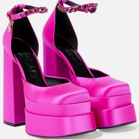 Versace | Shoes | Versace Medusa Chunky Hot Pink Platform Heels | Poshmark